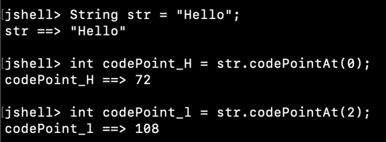 Java String Code Point Methods Examples